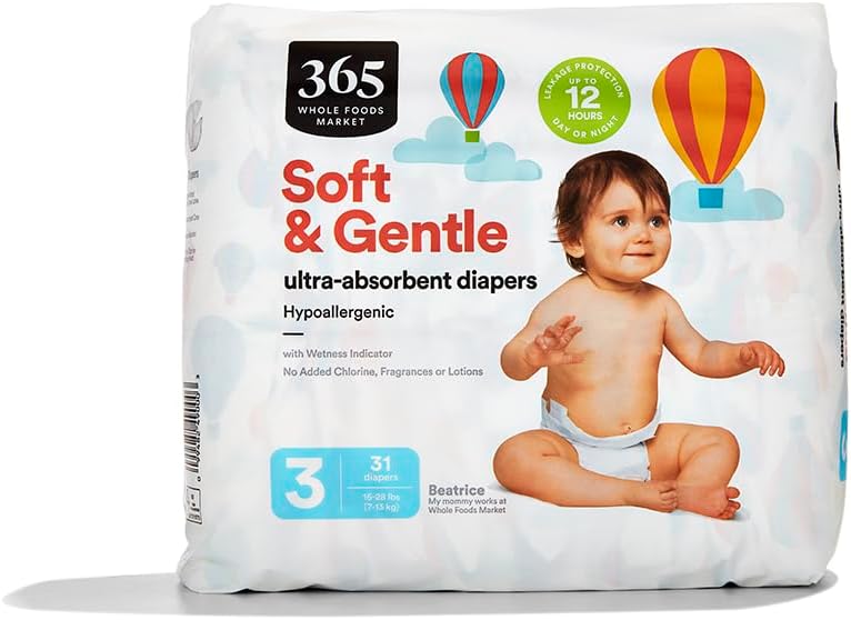 Amazon.com : 365 by Whole Foods Market, Size 3 Diapers, 31 Count ...