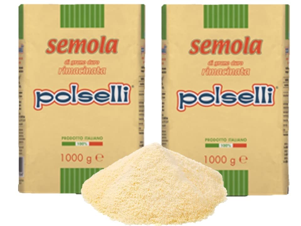 Amazon.com : 2 Pack x 1 kg, Semola Flour, Semolina Rimachinata di grano ...