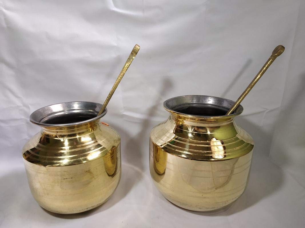 SPS MARKETING Kumbakonam Traditional Brass Pongal Pot|Handi with Inner ...