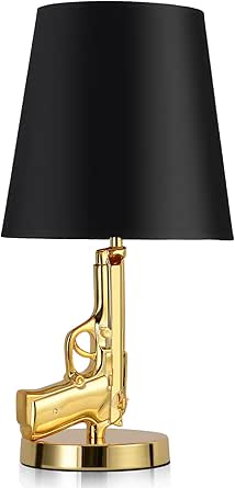 CHABEI Modern Gun Table Lamp,Desk Lamp,Electroplated Handgun Body with ...