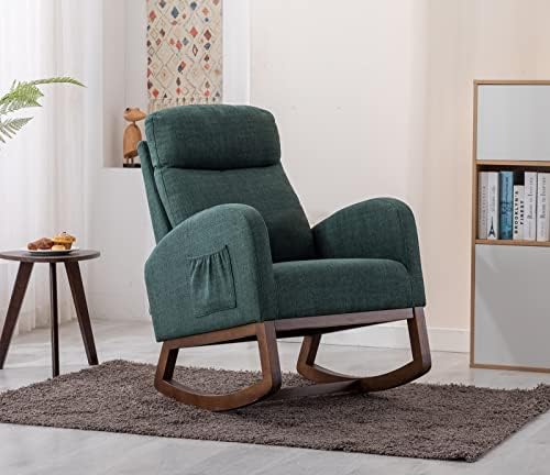 Amazon.com: KINFFICT Comfy Rocking Chair, Upholstered Accent Glider ...