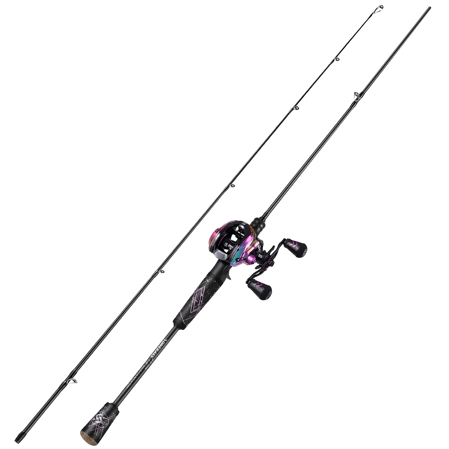 One Bass Fishing Rod and Reel Combo, Medium Fast Baitcasting Combo, 24 ...