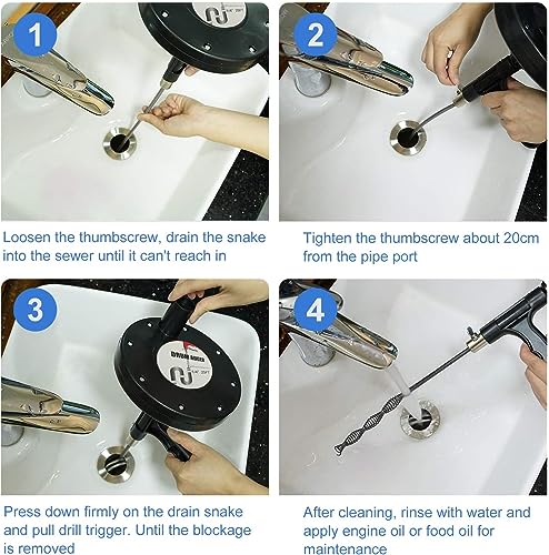 Snapklik.com : Plumbing Snake Drain Auger 25 FT Drain Cleaning Tool ...