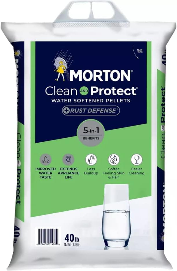 Morton Salt Water Softener Pellets Clean & Protect Rust Defense, 40 Lb ...