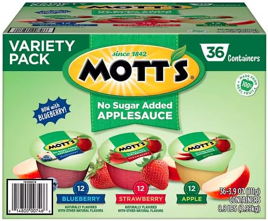 Amazon.com : Mott's No Sugar Added Applesauce Variety Pack, 3.2 oz ...