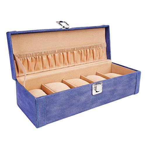 LEDO Men's and Women's Faux Leather Watch Case/Box with 5 Slots of Watches (Blue) : Amazon.in ...