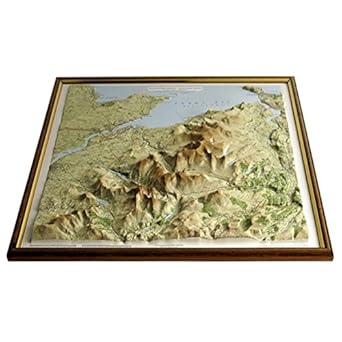 Snowdonia North Raised Relief Map ~ Light Wood framed ~ plus detailed ...