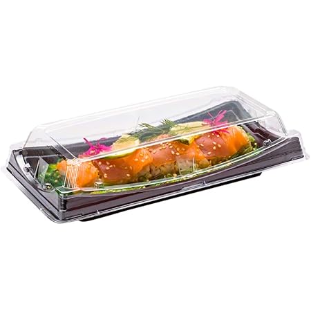 Amazon.com | DOITOOL 100PCS Small Sushi Boxes with Clear Lid, Black ...