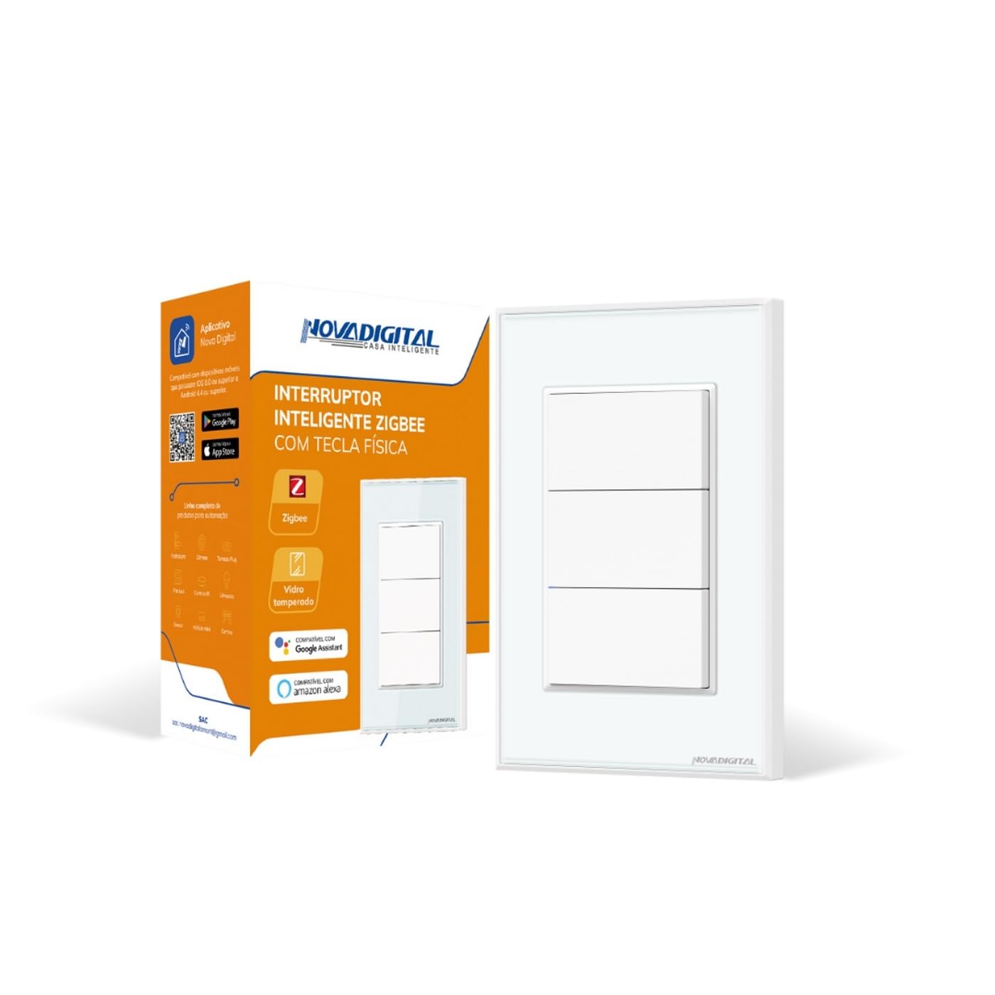 Interruptor Inteligente ZigBee 1 Botão Físico NovaDigital FZB-1 ...
