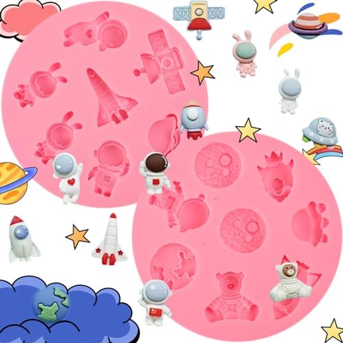 Amazon.com: INCYEKl Astronaut Fondant Molds Rocket Planet Silicone Mold ...