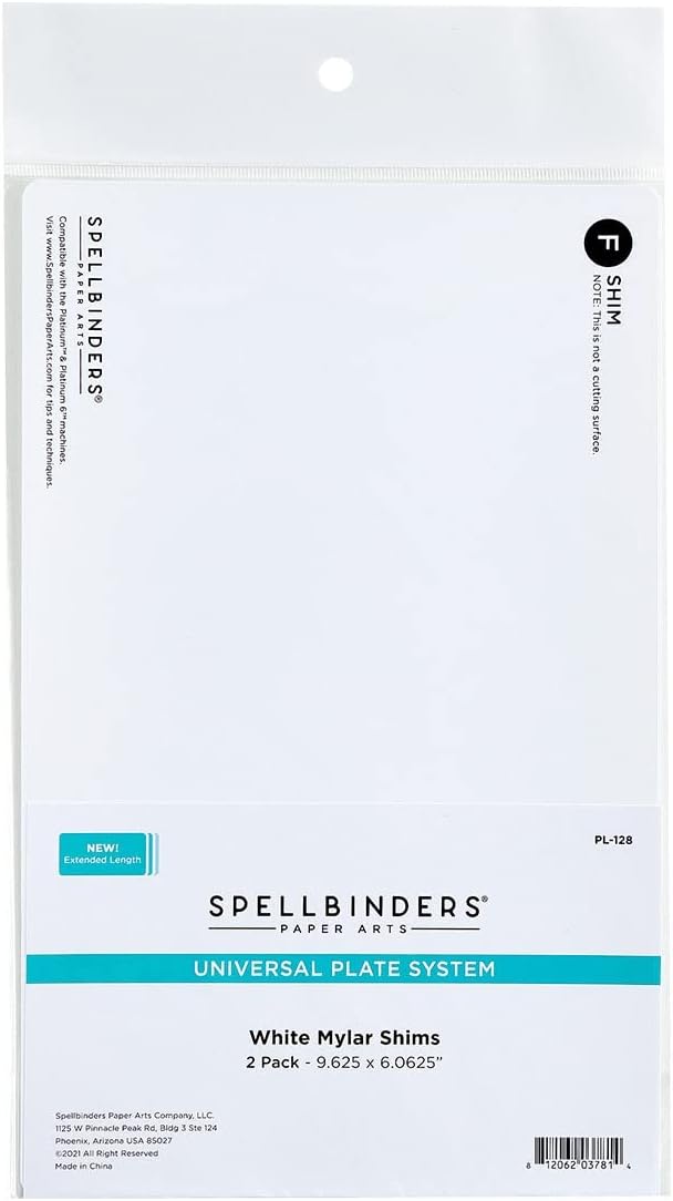 Spellbinders - Mylar Shim (F) White 2 Pack- Universal Plate System,Grey ...
