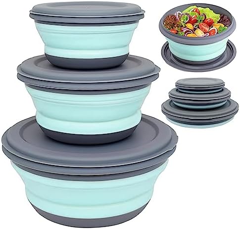 OBYFGILY Collapsible Bowls, 3pcs Food Grade Silicone Camping Bowl Salad ...