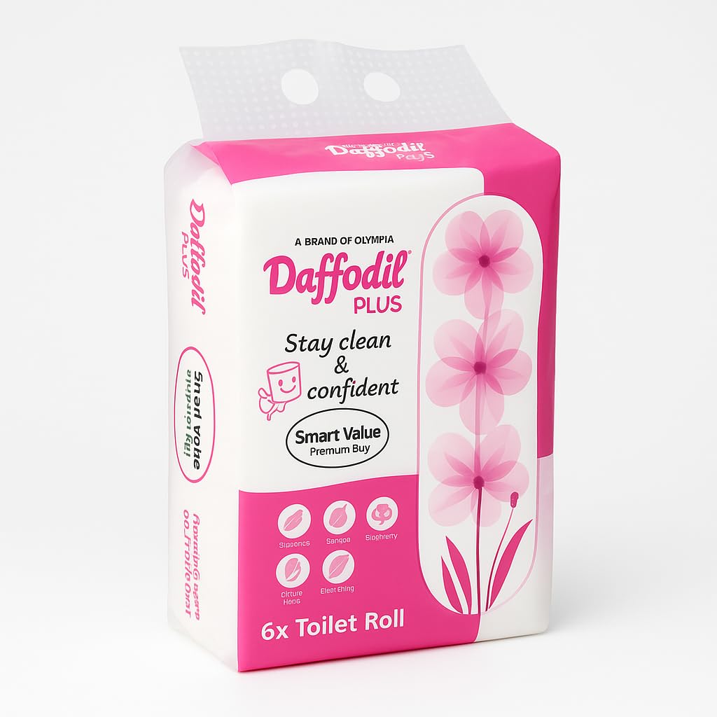 DAFFODIL 2Ply Toilet Paper Tissue – 6 Packs (220 Pulls/Roll, 1320 Pulls ...