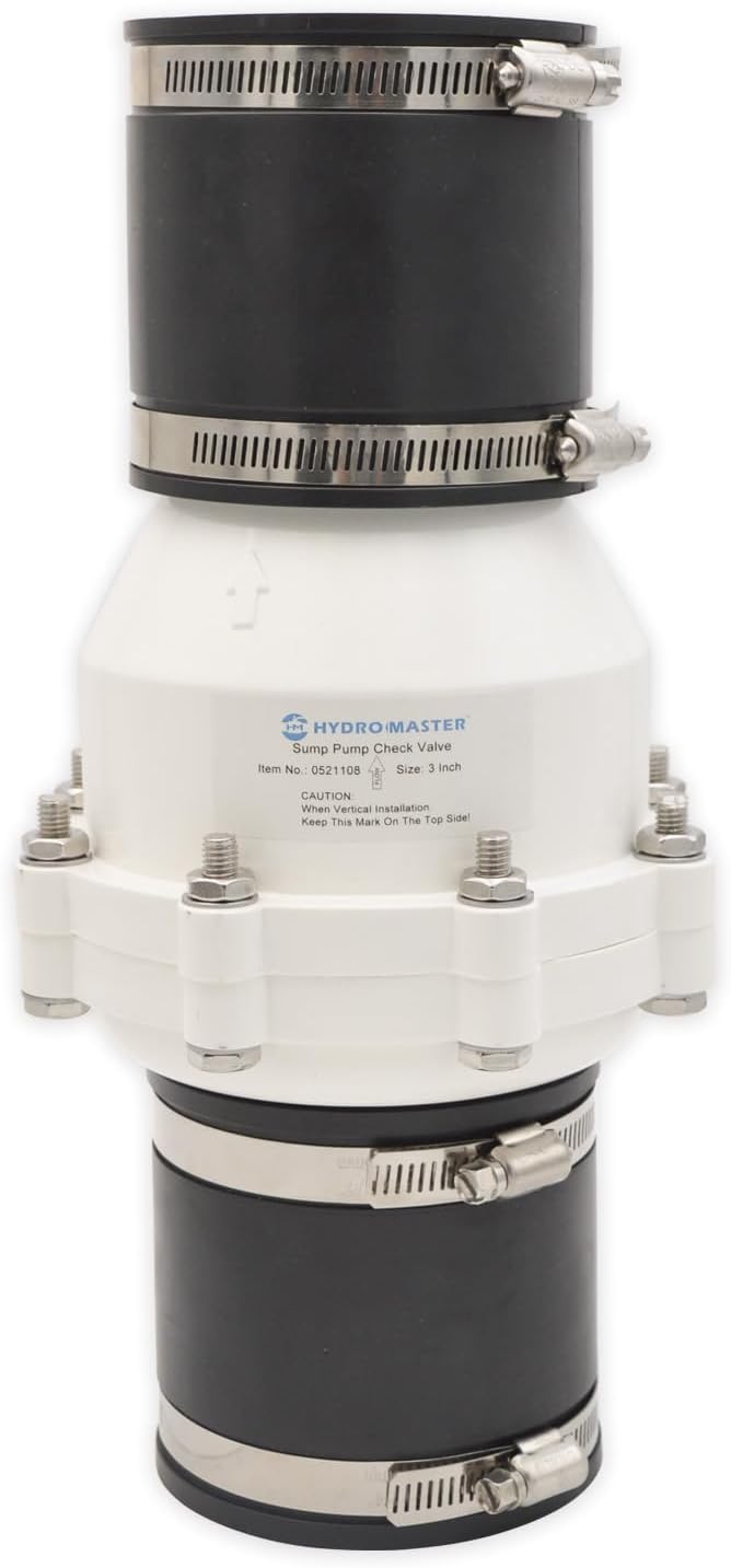 Hydro Master Plastic Sump Pump Check Valve with Stainless Steel Clamps ...
