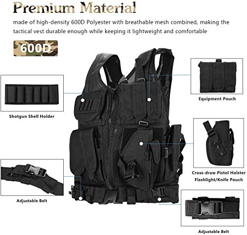 ProCase Airsoft Tactical Vest for Men, Amy Vest Military Assault Vest ...