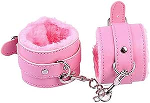 Amazon.com: PU Leather Handcuffs Adjustable Soft Wrist Cuffs (Pink ...