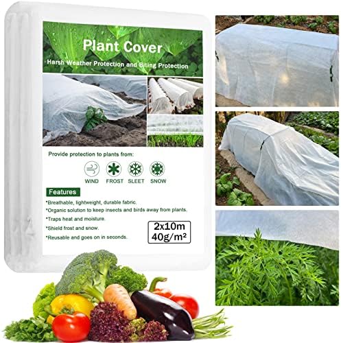 YUNSTK 2mx10m Garden Fleece, 40gsm Non-Woven Fabric Horticultural ...