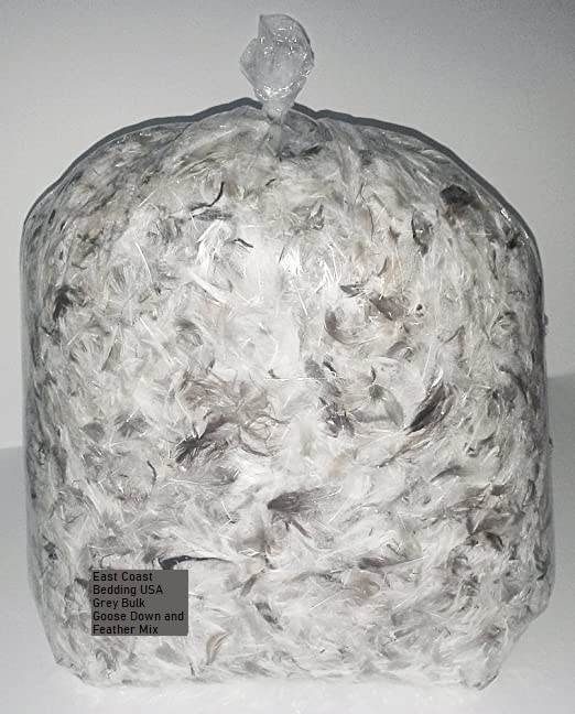 Goose Down Feather Stuffing & Fill – Bulk 10lb Bag - 10/90 Natural Grey ...