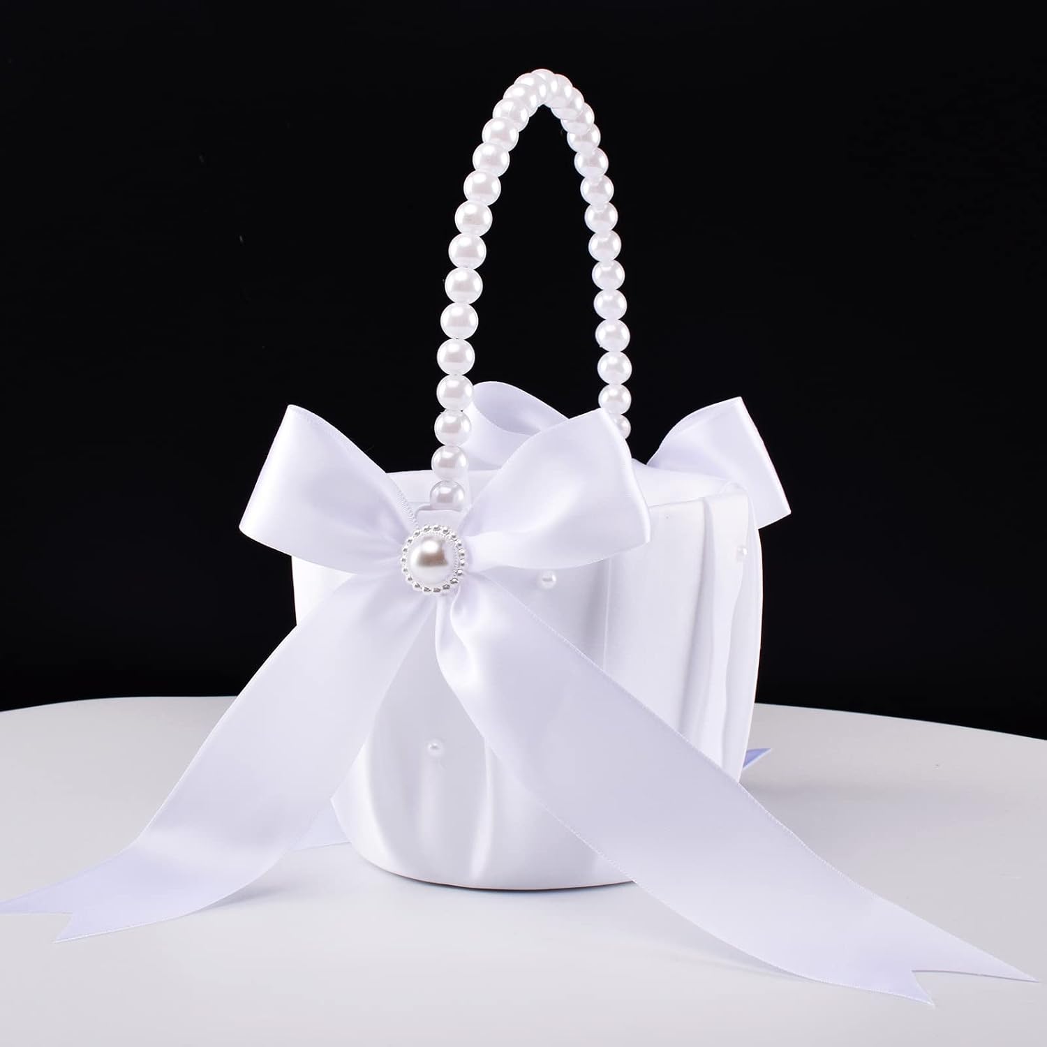Amazon.com: STAFUNI Flower Girl Baskets for Wedding, White Fairy Pearl ...