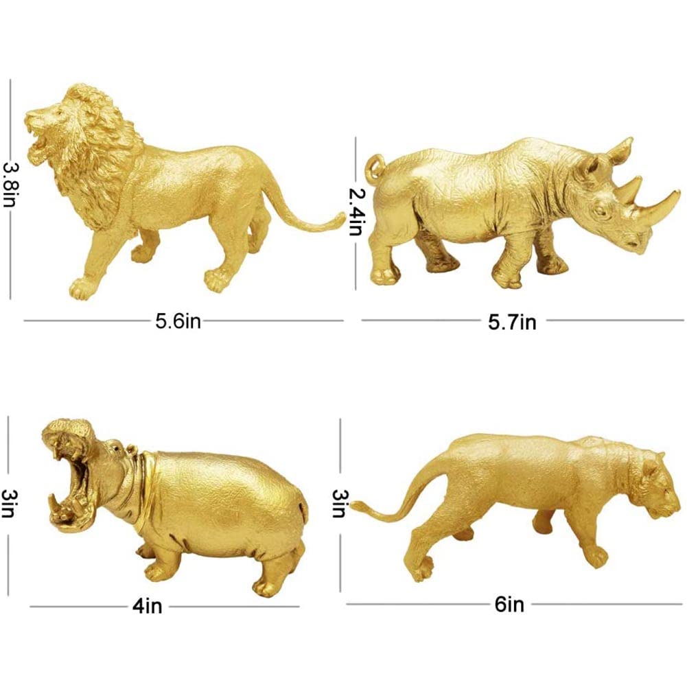 Metallic Gold Safari Animals Figurines Toys 12Pcs, Jungle Animal ...