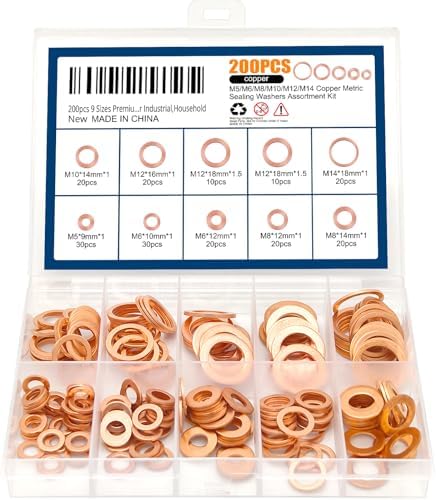 Amazon.com: 200 Pcs Crush Washer,Copper Washers, Copper Metric Sealing ...