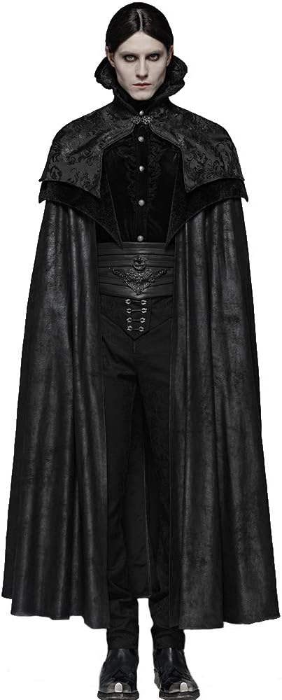 Amazon.com: Punk Rave Men's Noble Gothic Cloak Jacquard Wool Loose ...