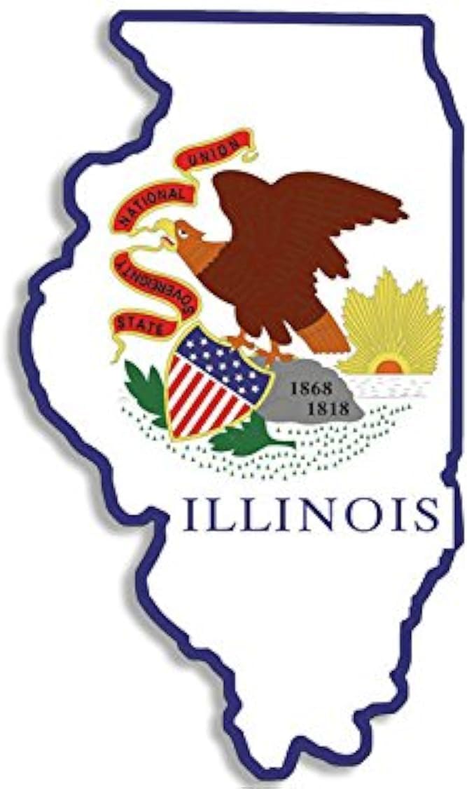 Amazon.com - Illinois Shaped IL State Flag Sticker (Decal Shape Chicago ...