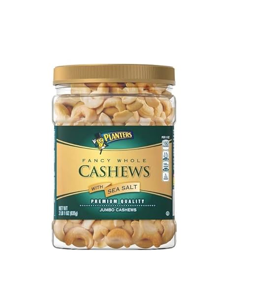 Amazon.com : PLANTERS Fancy Whole Cashews with Sea Salt, 2 Lb 1Oz Resealable Jar, Packaging may ...