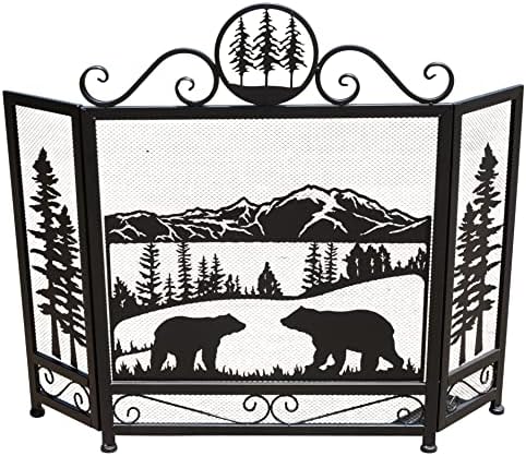Amazon.com: Bear Mountain Scenic Forest Heavy Black Metal 3-Panel ...