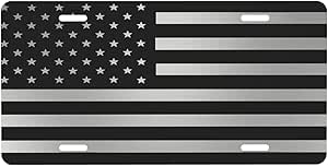 Amazon.com: Black and Silver American Flag Front License Plate Aluminum ...
