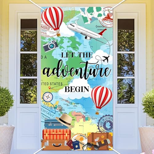 Amazon.com : WERNNSAI Bon Voyage Party Backdrop - 73'' X 43'' Travel ...
