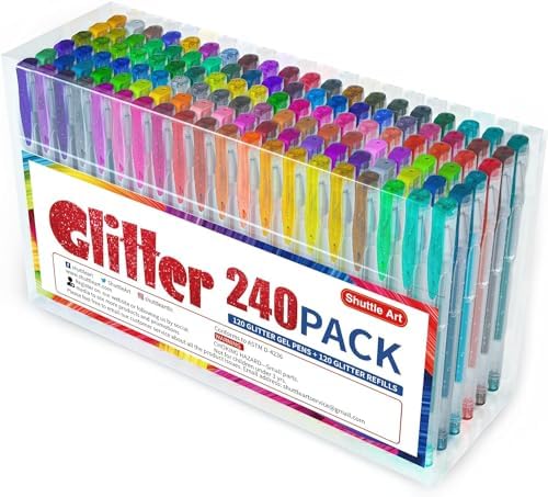 LANRENWENG 240 Pack Gel pens Set 120 Colored Gel Pen with 120 Refills ...