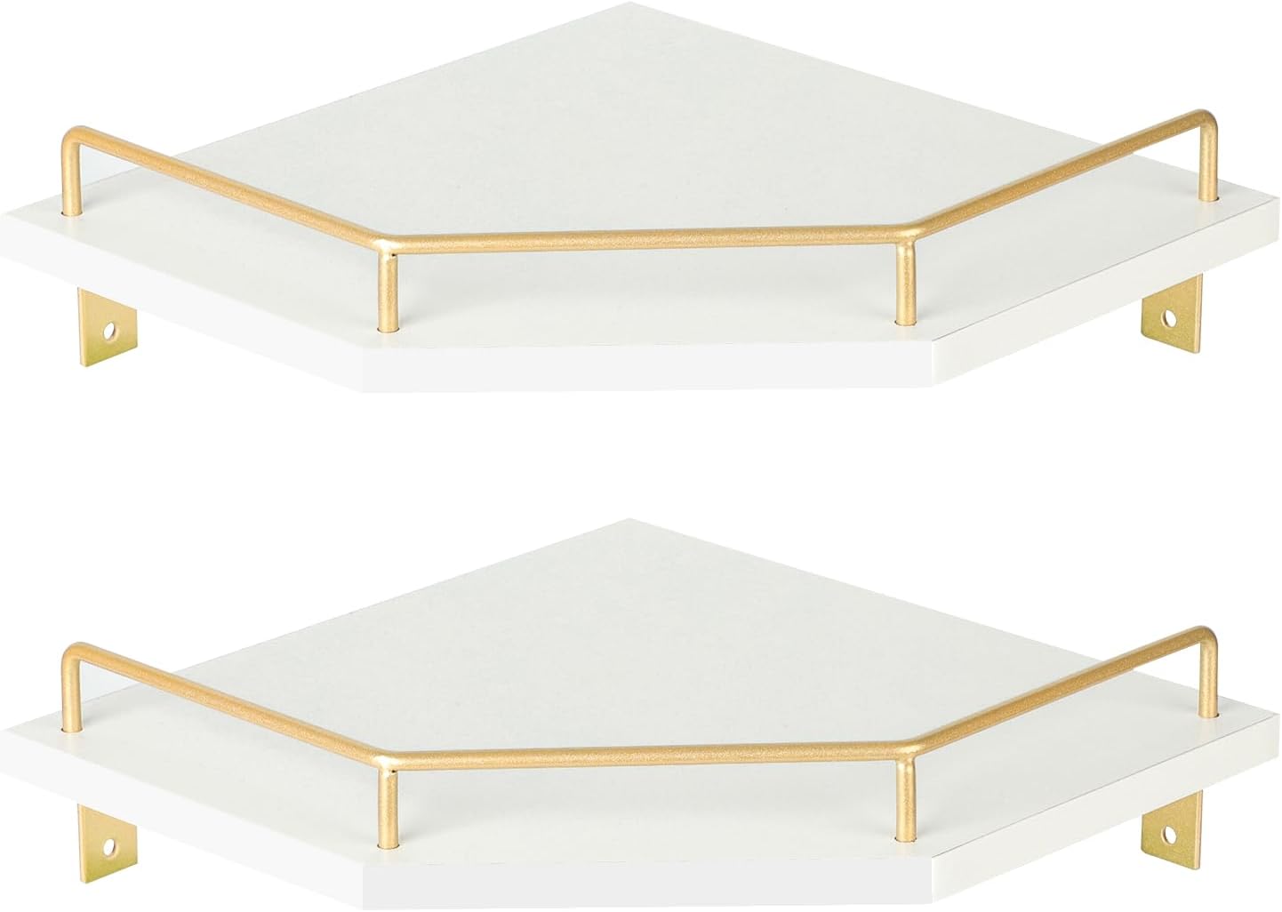 Amazon.com: Tirzah White Wall Mount Corner Shelf with Gold Metal ...