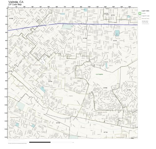 ZIP Code Wall Map of Valinda, CA ZIP Code Map Laminated: Amazon.com ...