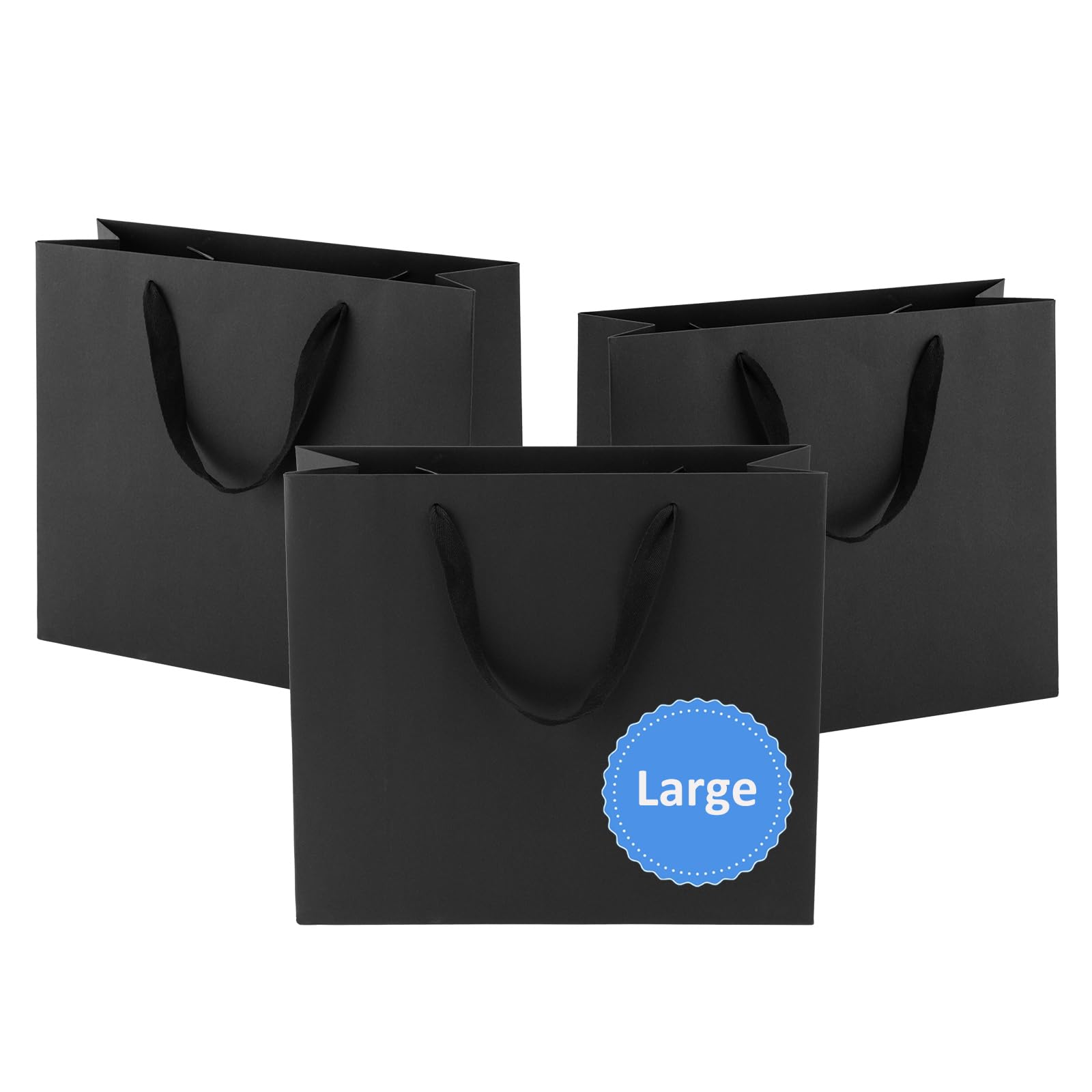 Ronvir 25Pcs Gift Bags Large, Black Paper Bags With Handles, Recycled ...