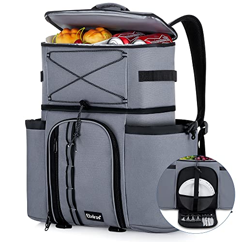 Elviros Backpack Cooler, 2 Insulated Comaprtments Leakproof Bag ...