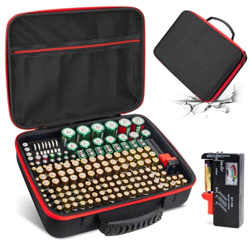 Amazon.com: Battery Organizer Storage Case with Tester, Hardshell ...
