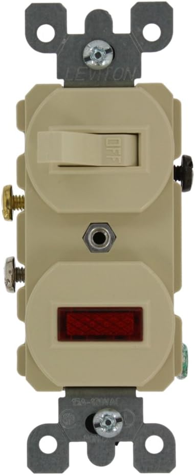 Leviton 5226-W 15 Amp, 120 Volt, Duplex Style Single-Pole, Neon Pilot ...