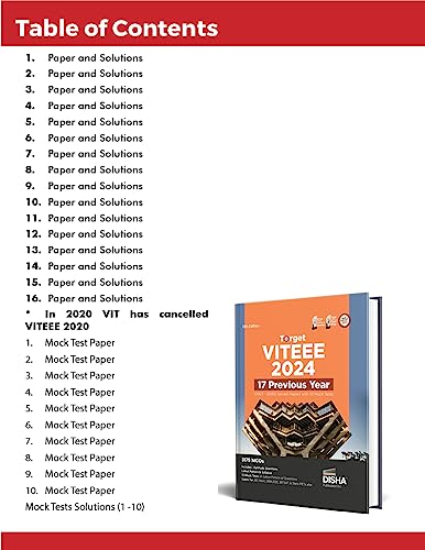 Target VITEEE 2024 - 17 Previous Year (2023 - 2006) Solved Papers with ...