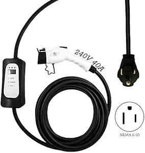 Amazon.com: MUSTART Level 2 Portable EV Charger (40 Amp, 240 Volt, 25ft Cable), Electric Vehicle ...