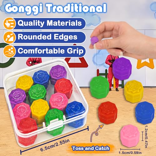Vibbang 12pcs Gonggi Traditional Korean Game, Gonggi Jack Stone Pebbles ...