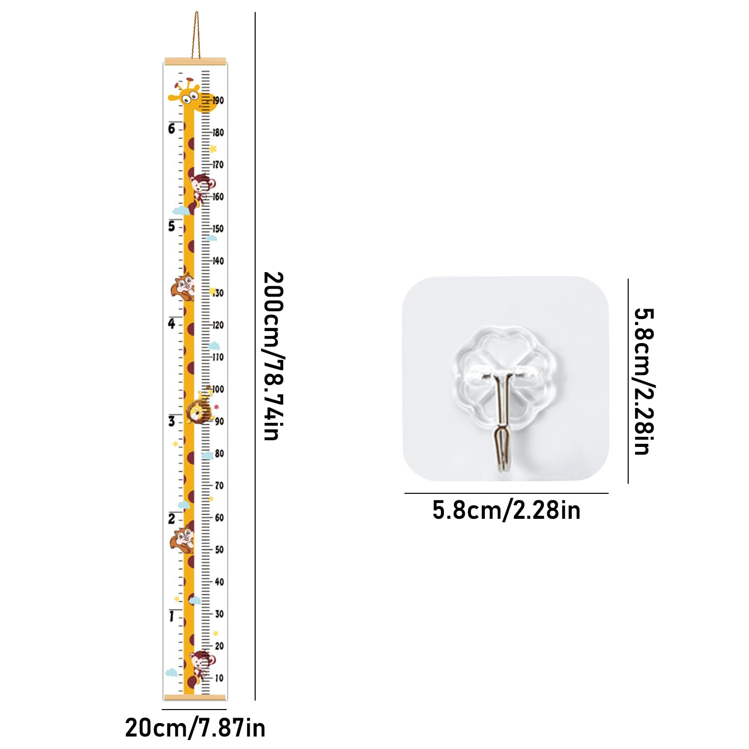 1 Piece Hanging Picture Children’s Height Ruler with 1 Hook, Height ...