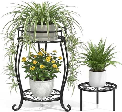 Amazon.com: TOSKING 2-Tier & 9.1'' Single Metal Plant Stand Set ...