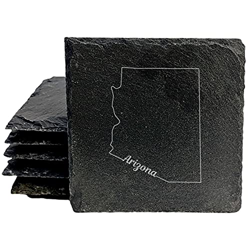 Amazon.com: Rustic Slate Coasters Set of 5, Arizona State Design, 4 ...