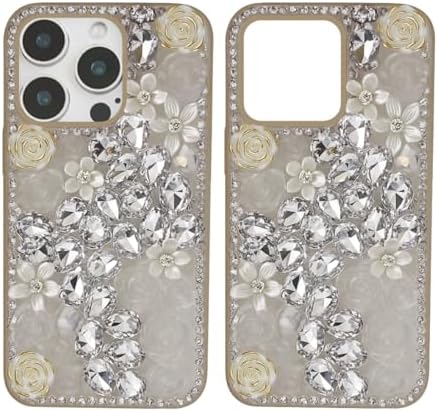 Luxury Flower Stone Design Diamond Phone Case for iPhone 15 Pro Max, 6. ...