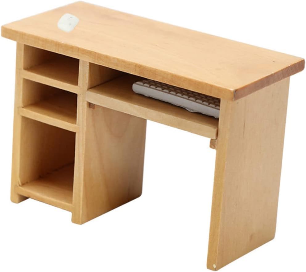 Amazon.com: Toyvian Dollhouse Computer Desk Miniture House Furniture ...
