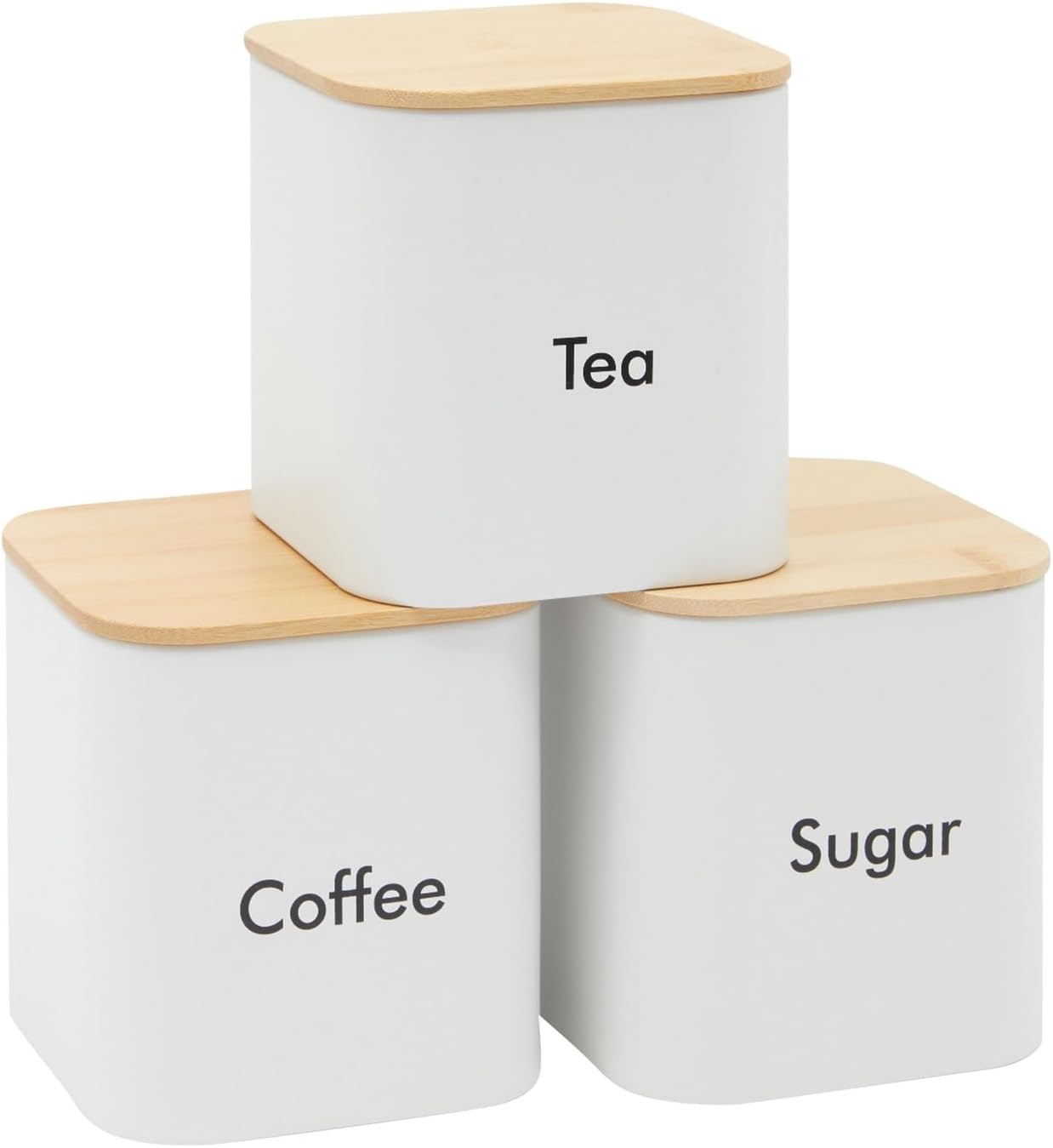 Amazon.com: Juvale Coffee Tea Sugar Container Set - White Iron Kitchen ...