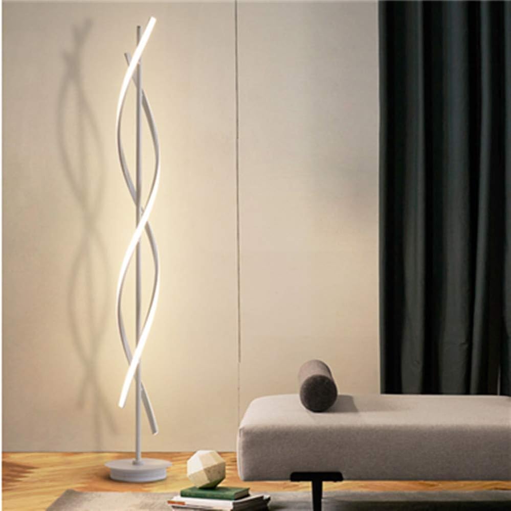 ELINKUME Dimmable Floor Lamp LED White Spiral Standing Lamp 30W ...