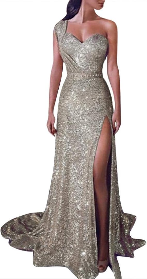 YEBIRAL Damen Abendkleid Schulterfreies Cocktailkleid Lange Kleid ...