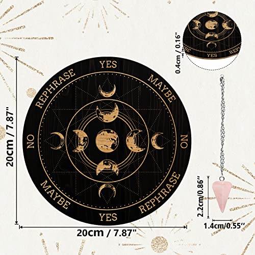 AHANDMAKER Moon Phase Track Pendulum Board, 7.8″ Dowsing Divination ...